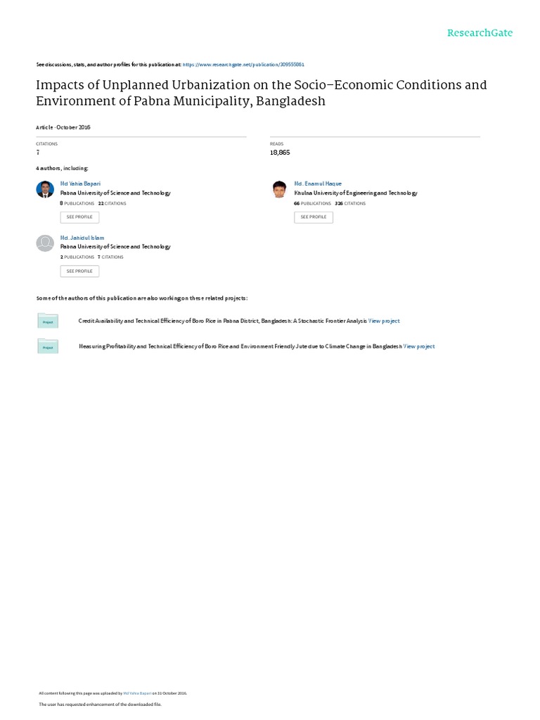 Unplanned Urbanization in Pabna | PDF | Urbanization | Air Pollution