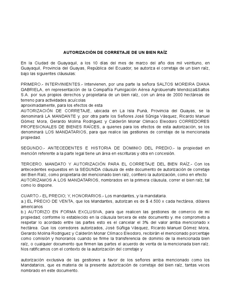 Autorización de Corretaje | PDF