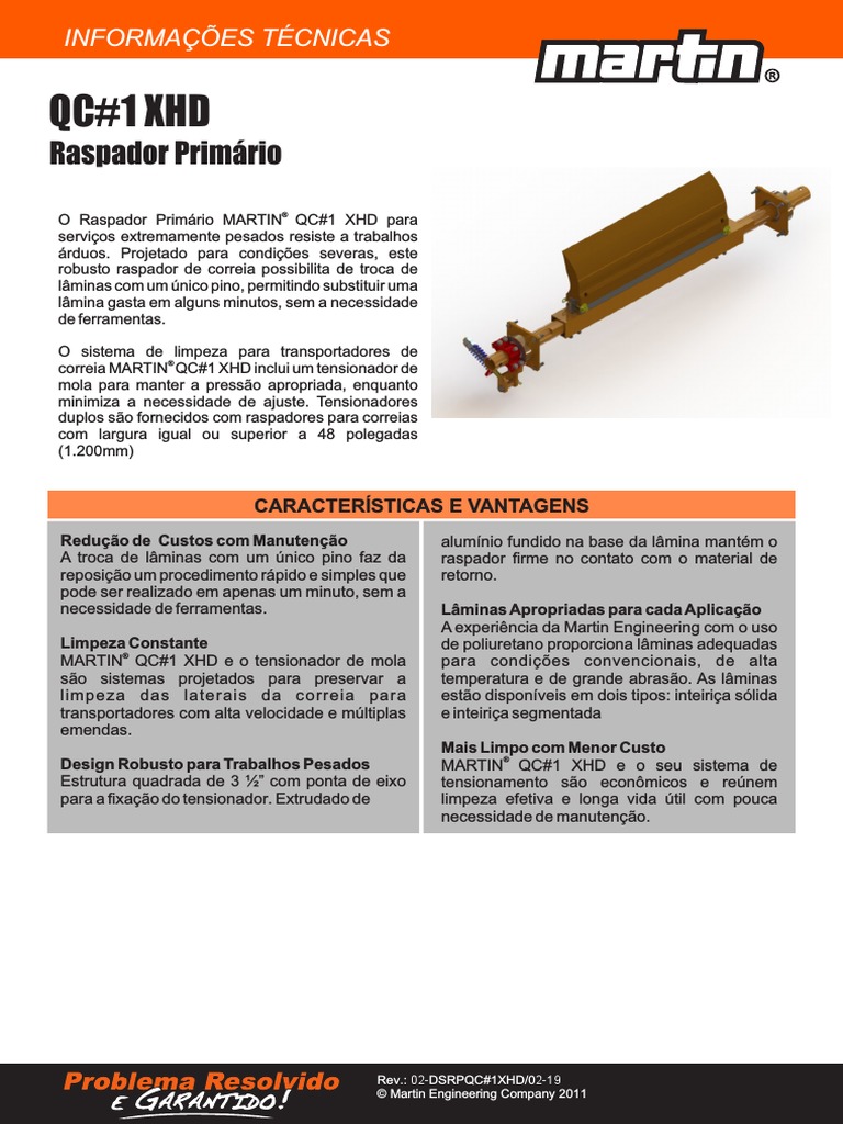 Data Sheet Raspador Primário QC1 XHD | PDF | Poliuretano | Materiais