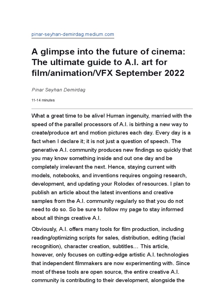 A Glimpse Into The Future of Cinema - The Ultimate Guide To A.I. Art For Film Animation ...