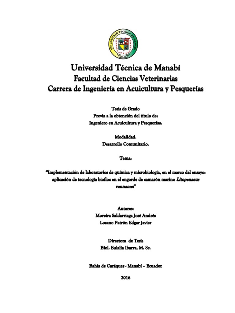 Tesis - Utm - Ciap - Ing Acuicultura - Jose M - Javier P | PDF ...