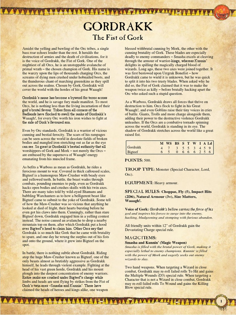 Warhammer - Orcs & Goblins Special Characters 1.1 | PDF