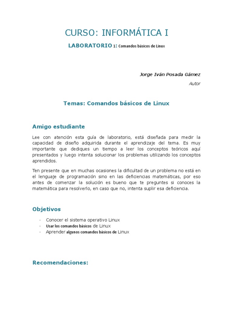 Lab1 - Comandos-Linux.odt | PDF | Interfaz de línea de comando ...