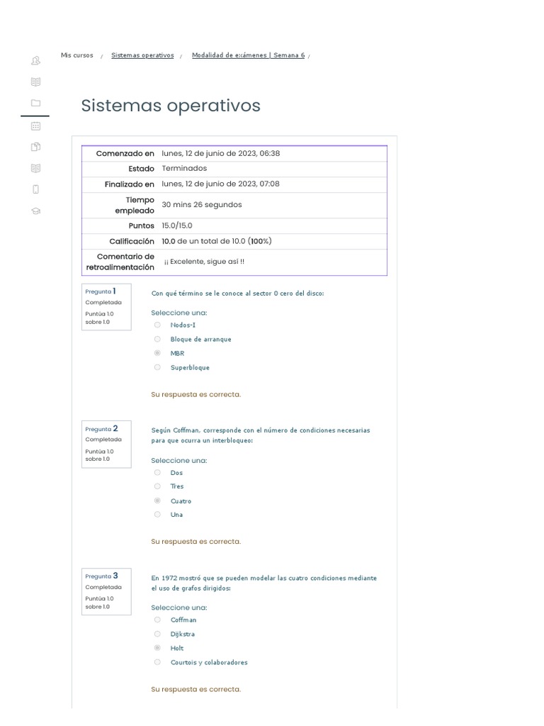 Modalidad de Exámenes - Semana 6 - Revisión Del Intento | PDF | Archivo de computadora ...