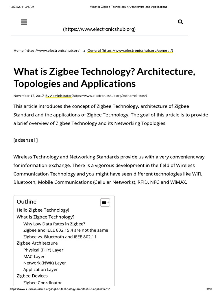 What Is Zigbee Technology - Architecture and Applications | PDF