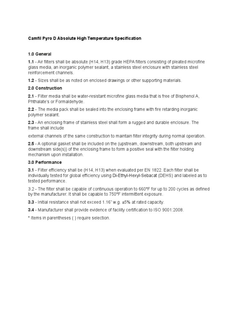 Specification Absolute D Pyro High Temperature | PDF