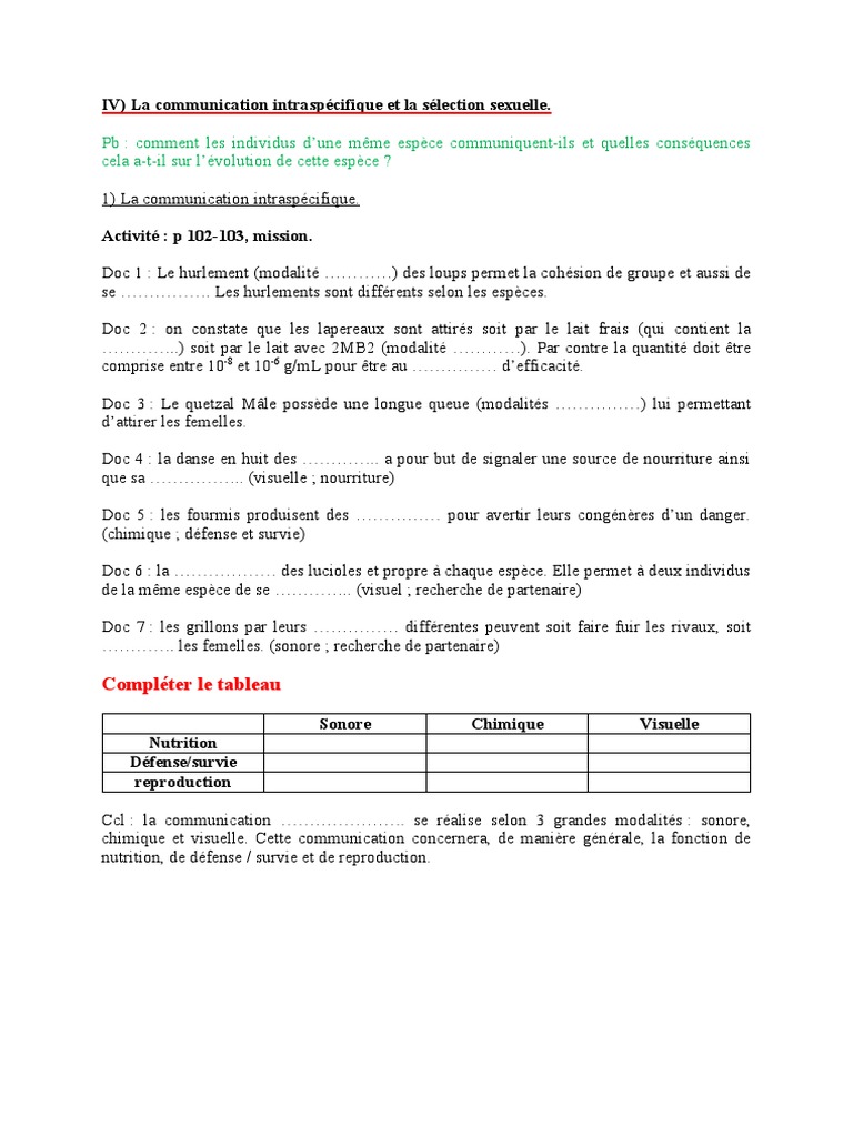 Cours SVT S2 | PDF | Dimorphisme sexuel | Sélection sexuelle