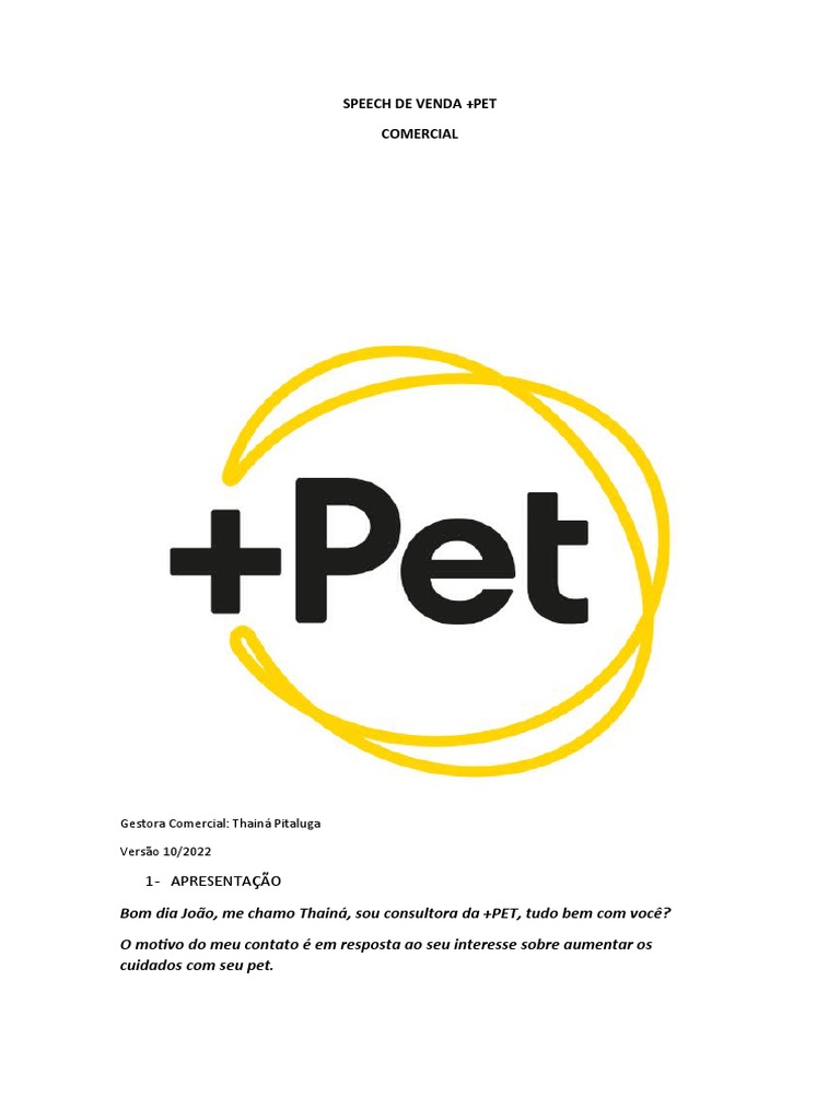 Estrutura Speech +pet | PDF | Medicina Veterinária | Hospital