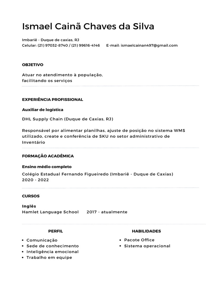 Currículo de Ismael Chaves - Logística | PDF
