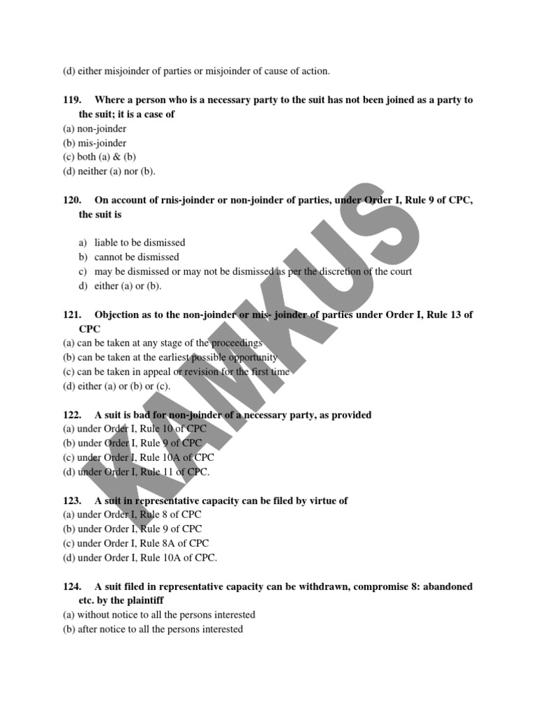 600 MCQ - CPC-11 | PDF | Lawsuit | Power Of Attorney