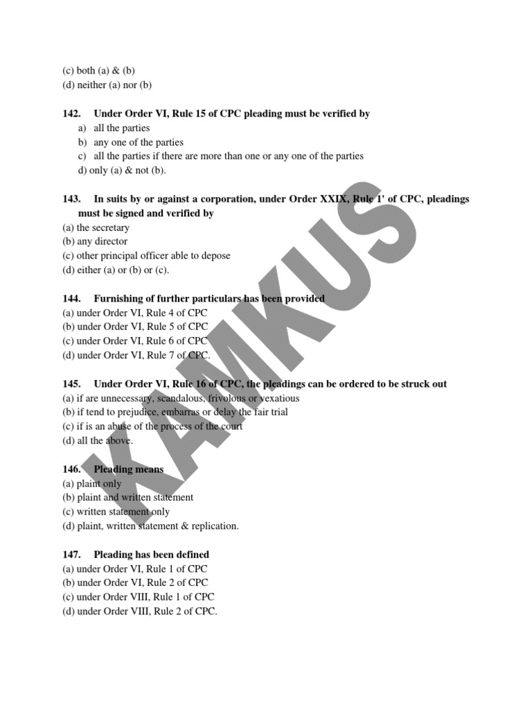600 MCQ - CPC-13 | PDF | Pleading | Civil Law (Common Law)