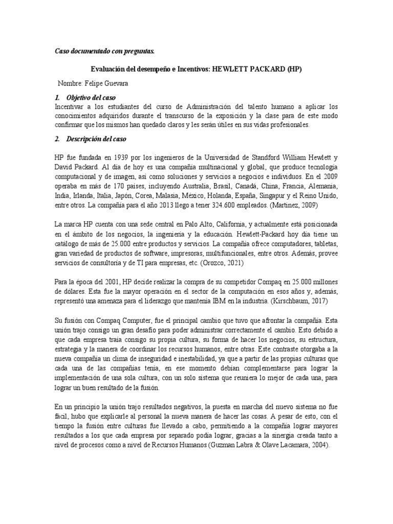 Caso Documentado - Grupo 3 Felipe Guevara | PDF | Hewlett Packard ...