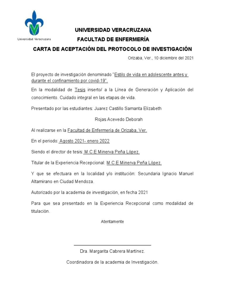 CARTA ACEPTACION DE TESIS | PDF