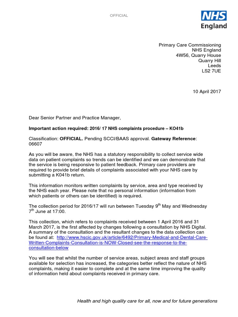 NHS KO41b Complaints Procedure 2016/17 | PDF | Medical Prescription ...