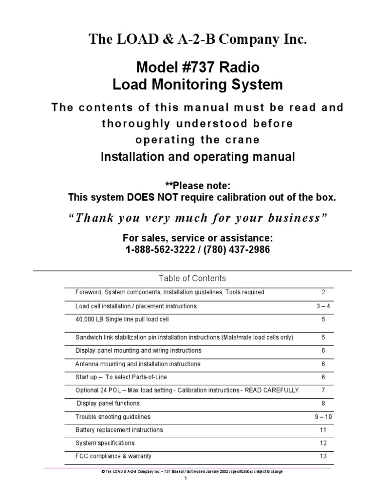 Manual The Load & A-2 Mod 737 | PDF | Electrical Connector | Calibration