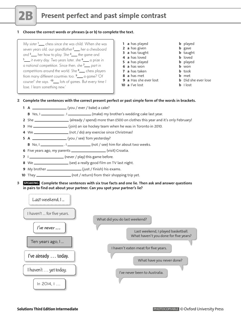 2B Present Perfect and Past Simple | PDF | Linguistics