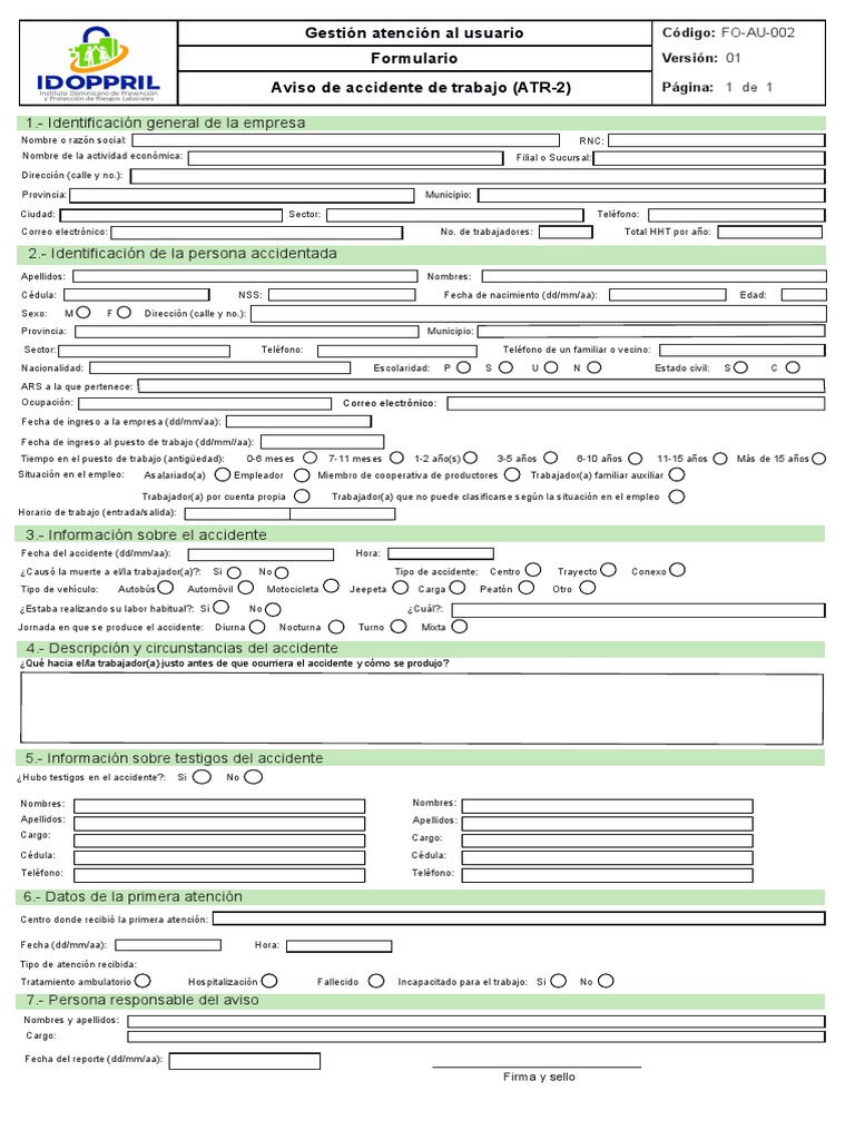Formulario ATR 2 FO-SC-002 v2 1 | PDF