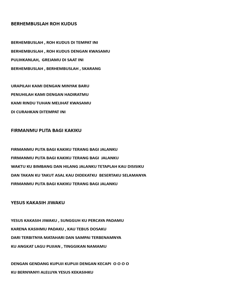 Berhembuslah Roh Kudus | PDF