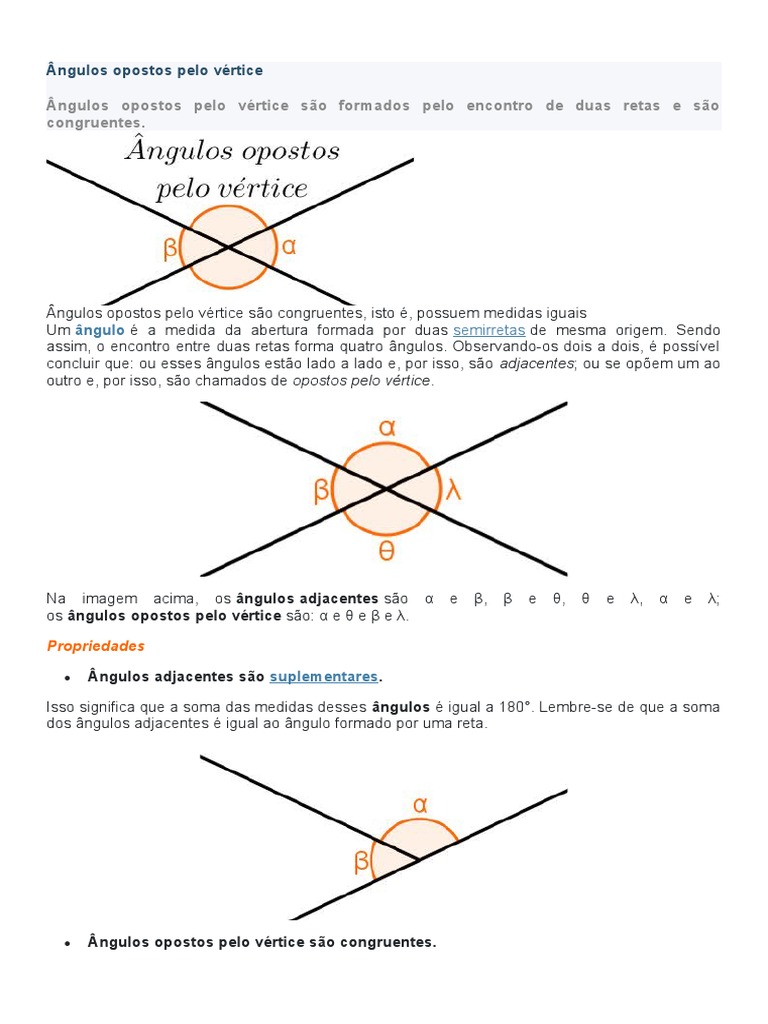 ANGULOS OPOSTOS PELO VERTICE | PDF
