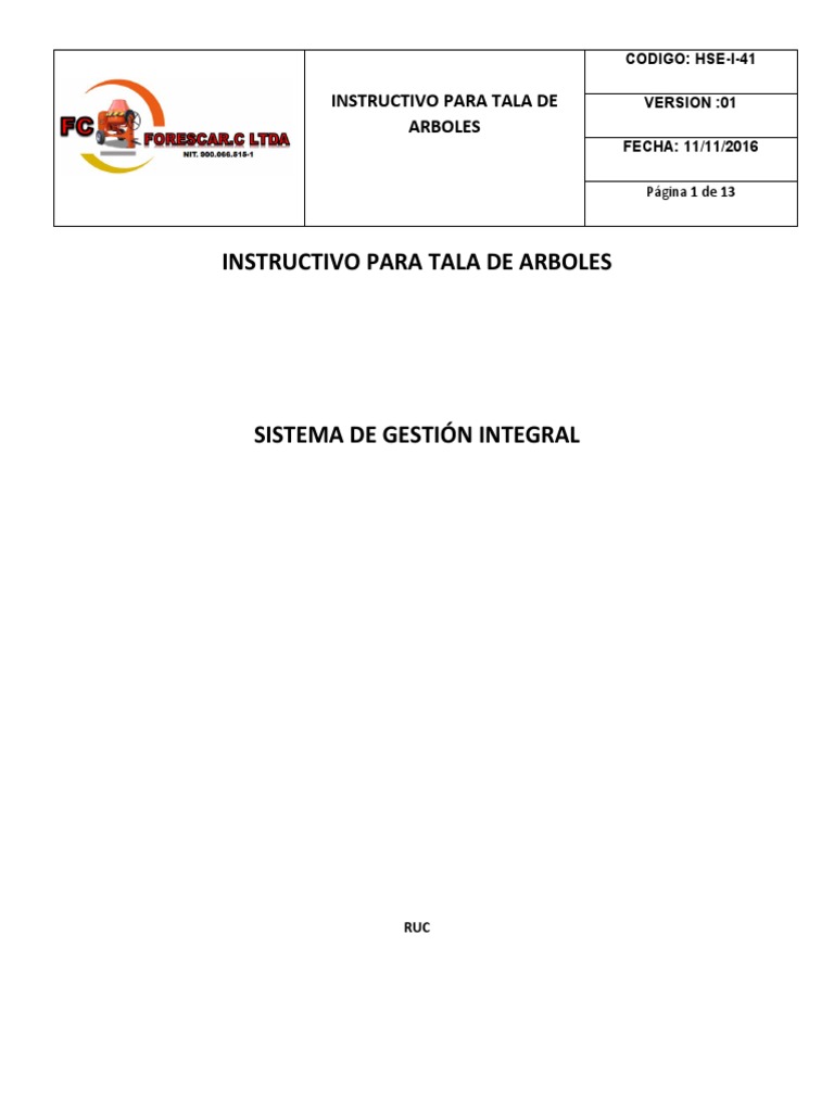 Hse-I-41 (V1) Tala de Arboles | PDF Hse-I-41 (V1) Tala de Arboles | PDF