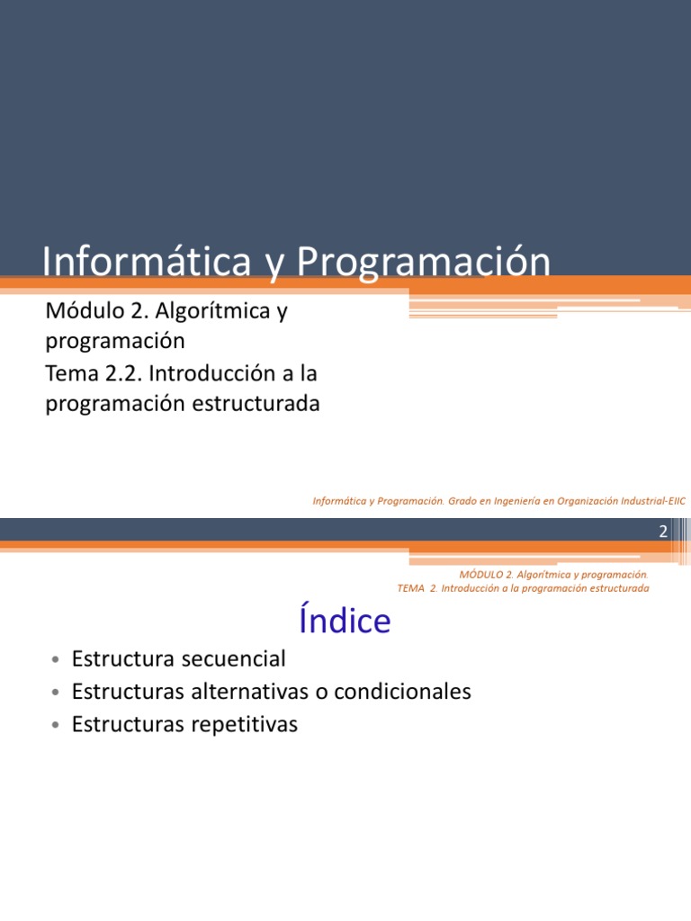 Modulo2-Tema 2.2 Introducción a la programación estructurada | PDF | Programación de ...