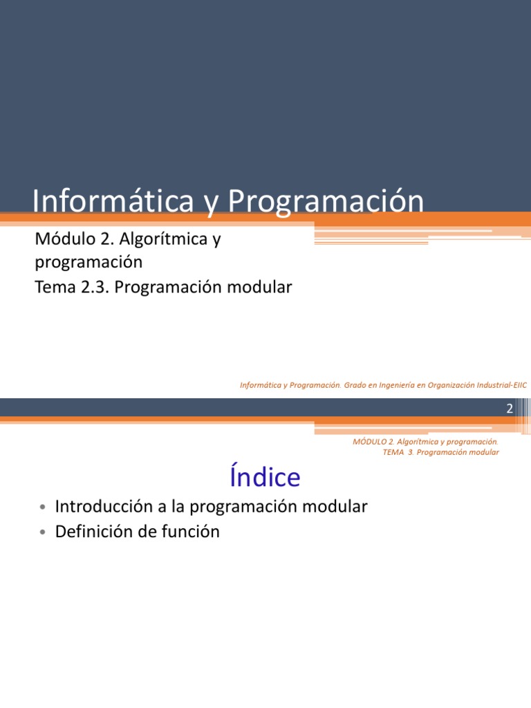Modulo2-Tema 2.3 Programación Modular | PDF | Programación de computadoras | Función (Matemáticas)