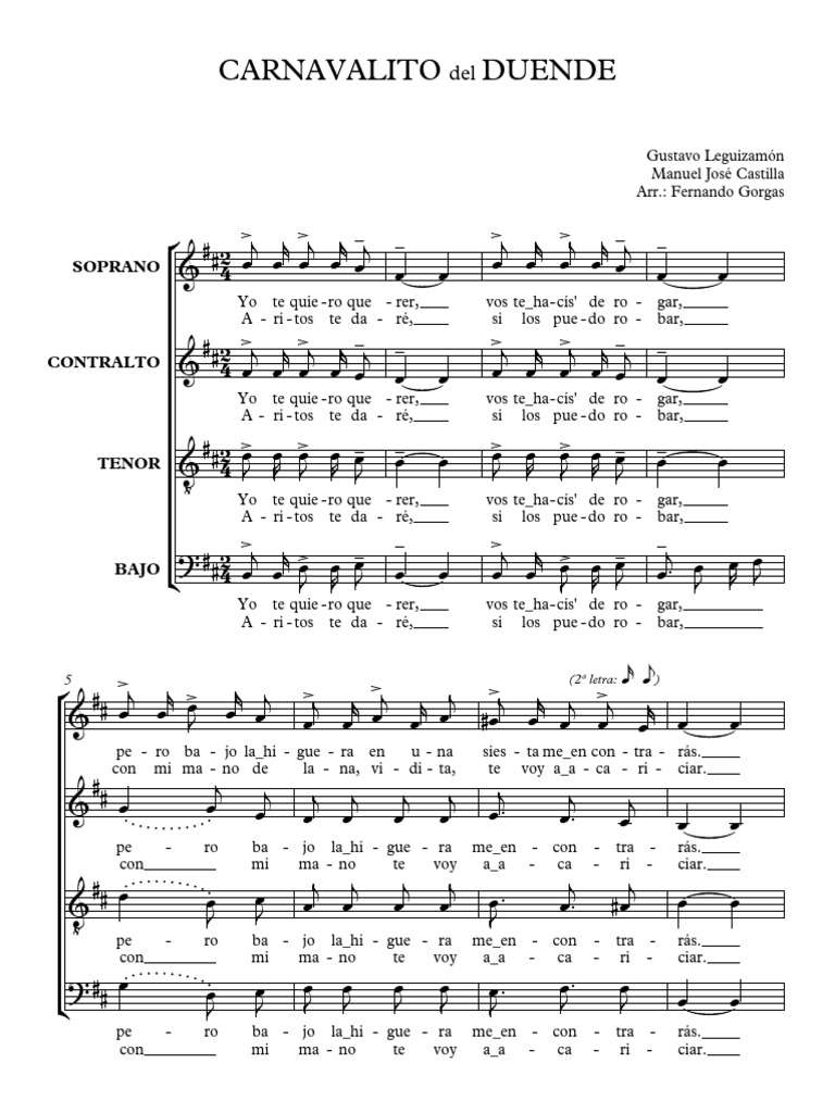 5 - CARNAVALITO DEL DUENDE - Gustavo Leguizamon - Arr. Fefe Gorgas | PDF | Transporte ...