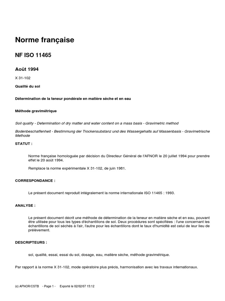 X 31-102_ISO 11465 | PDF