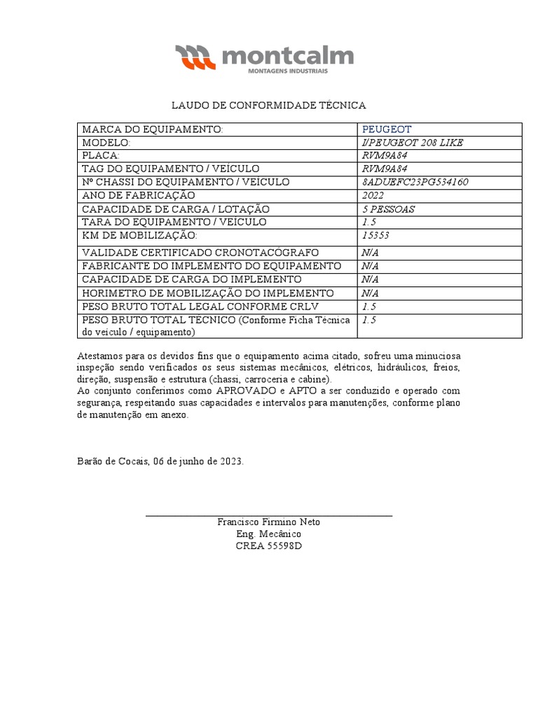 ANEXO 08 - LAUDO DE CONFORMIDADE | PDF