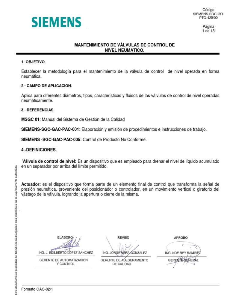 Siemens-Sgc-Go-Pto-425 Mantenimento de Valvulas de Control Neumatico de ... Siemens-Sgc-Go-Pto-425 Mantenimento de Valvulas de Control Neumatico de ...