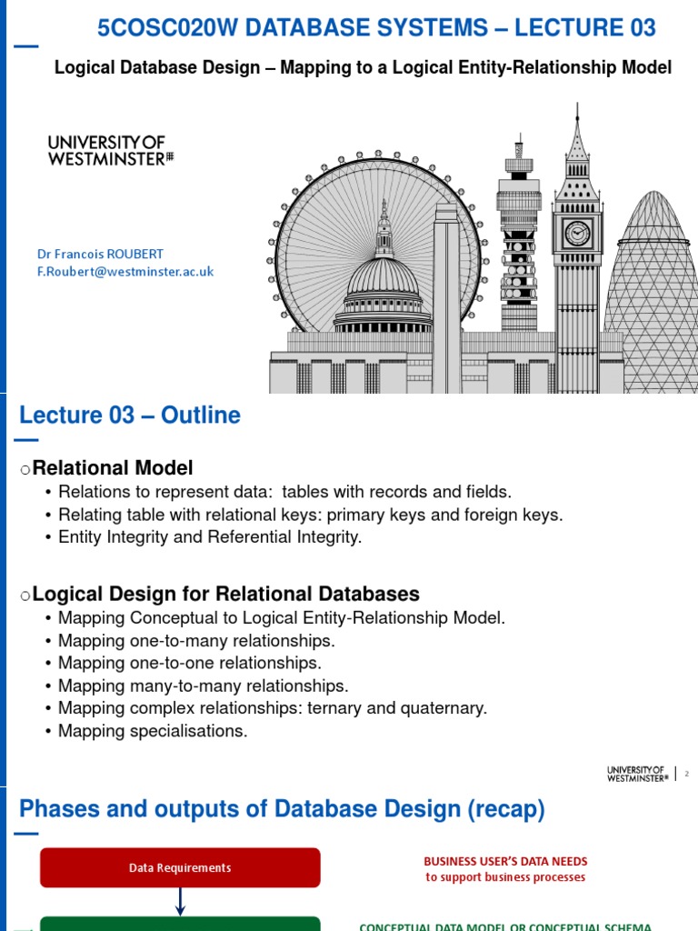 22 5COSC020W LECT03 Mapping | PDF | Relational Database | Relational Model