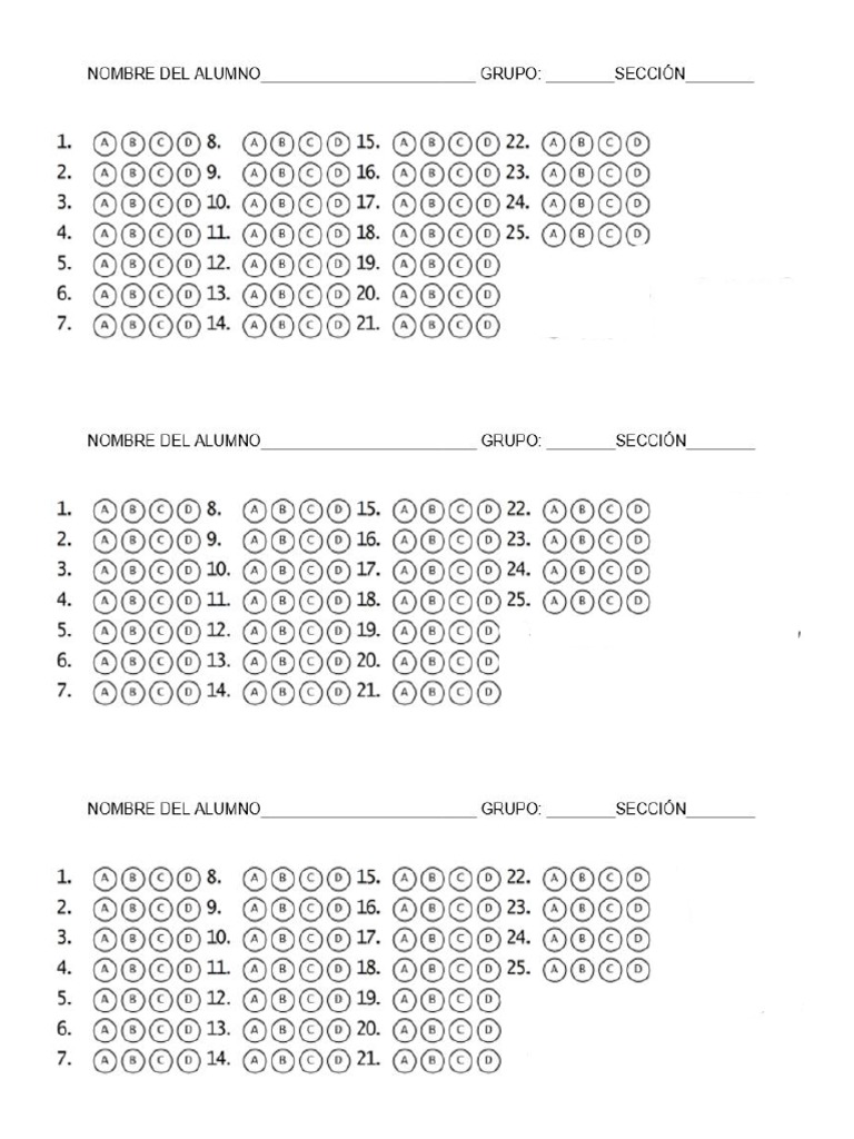 Hojas de Respuesta | PDF