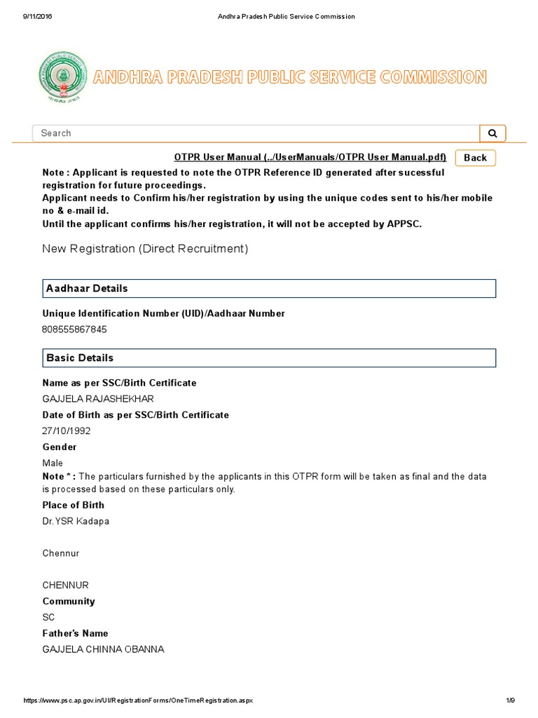 APPSC Registration Guide | PDF