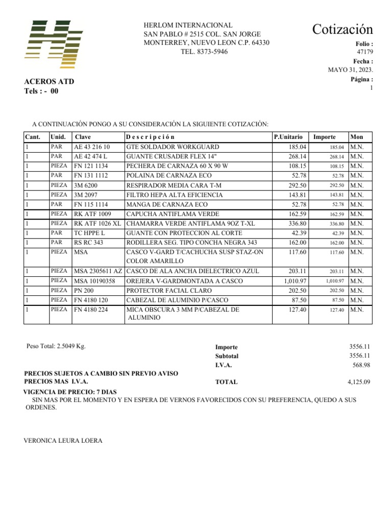 Cotizav 20230605 034tly | PDF