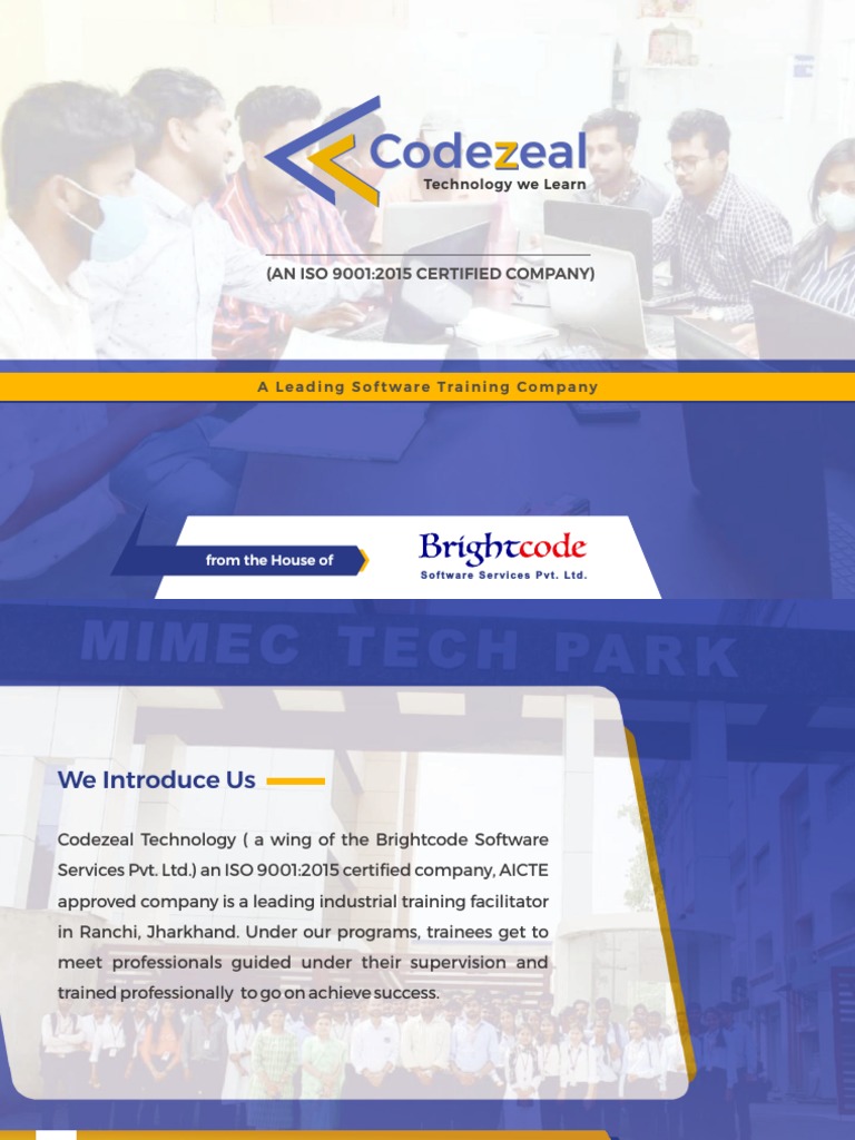 Codezeal: Leading Software Training in Ranchi | PDF