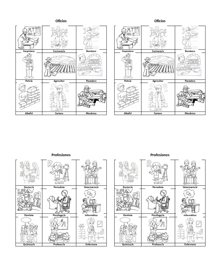 Oficios y Profesiones - Fichas | PDF
