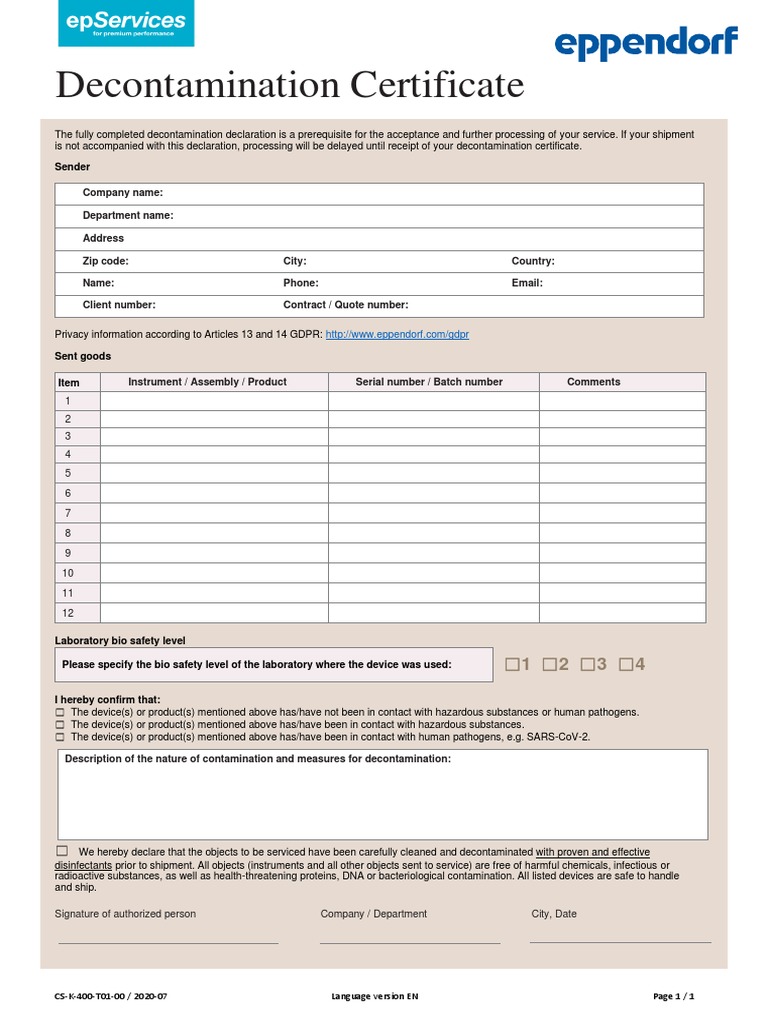 Decontamination Certificate Requirements | PDF | Law