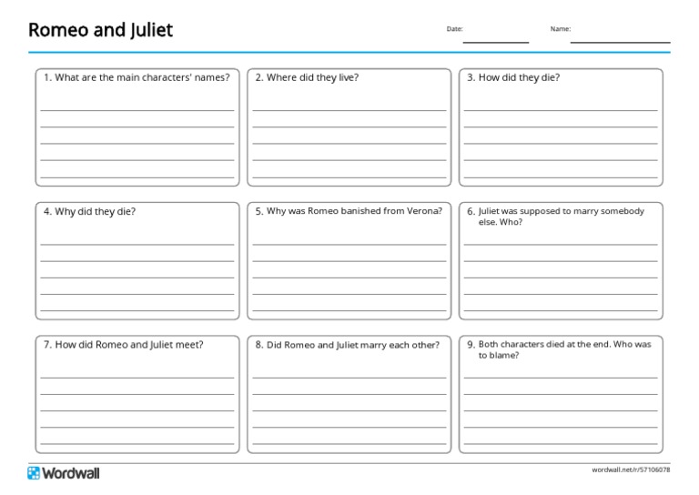 Romeo and Juliet Writing Frame | PDF