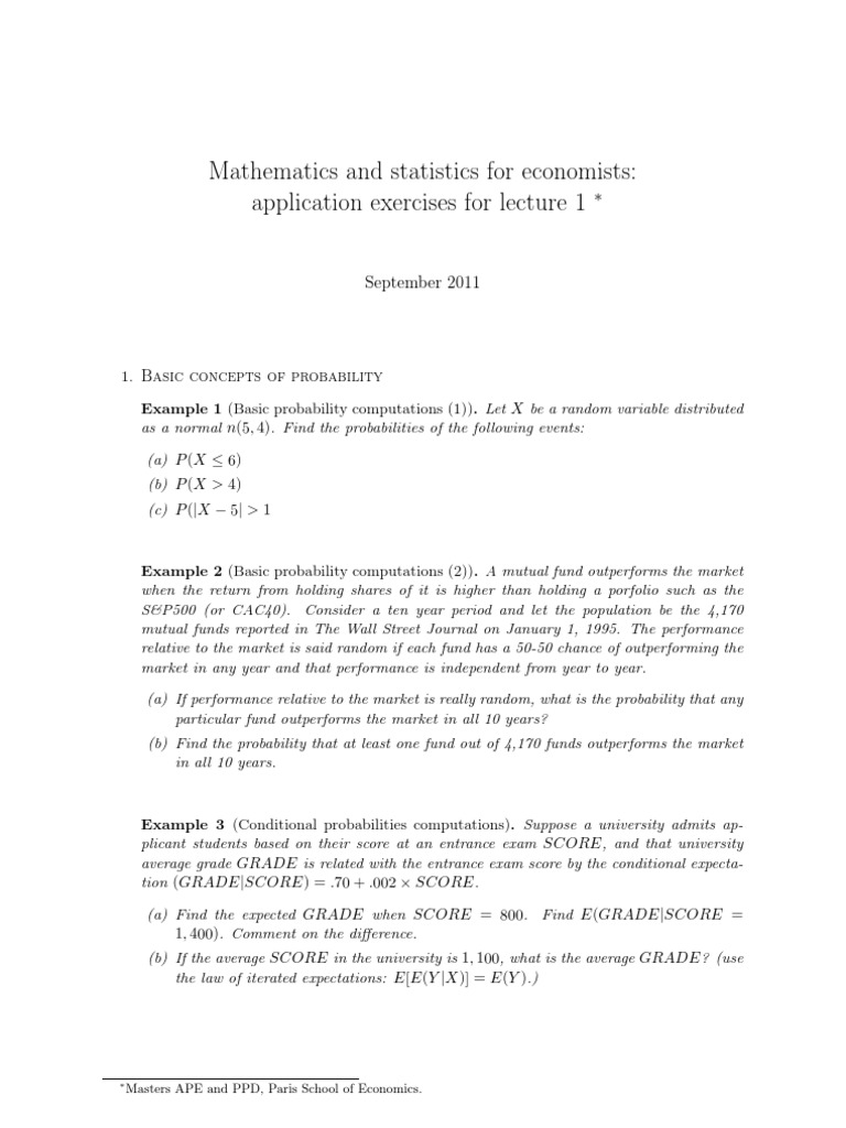 Applications Lecture1 | PDF | Expected Value | Probability