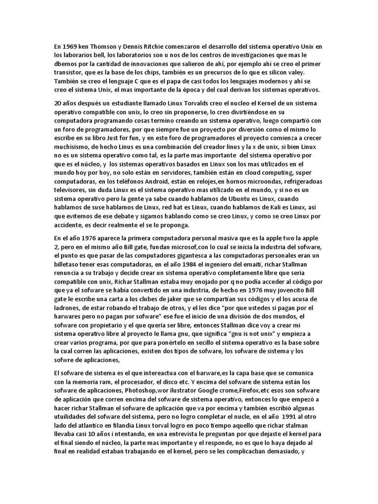 En 1969 Ken Thomson y Dennis Ritchie Comenzaron El Desarrollo Del ... En 1969 Ken Thomson y Dennis Ritchie Comenzaron El Desarrollo Del ...