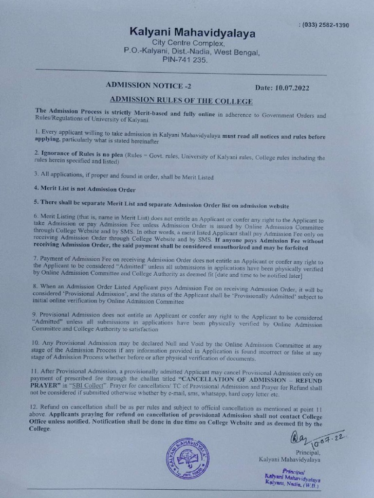 NOTICE-2- ADMISSION RULES, ELIGIBILITY CRITERIA, SUBJECT COMBINATION | PDF