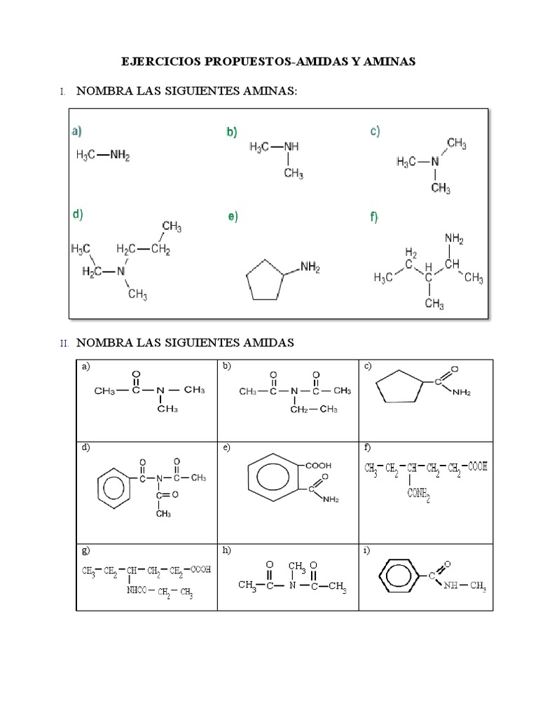 Ejercicios Aminas y Amidas | PDF