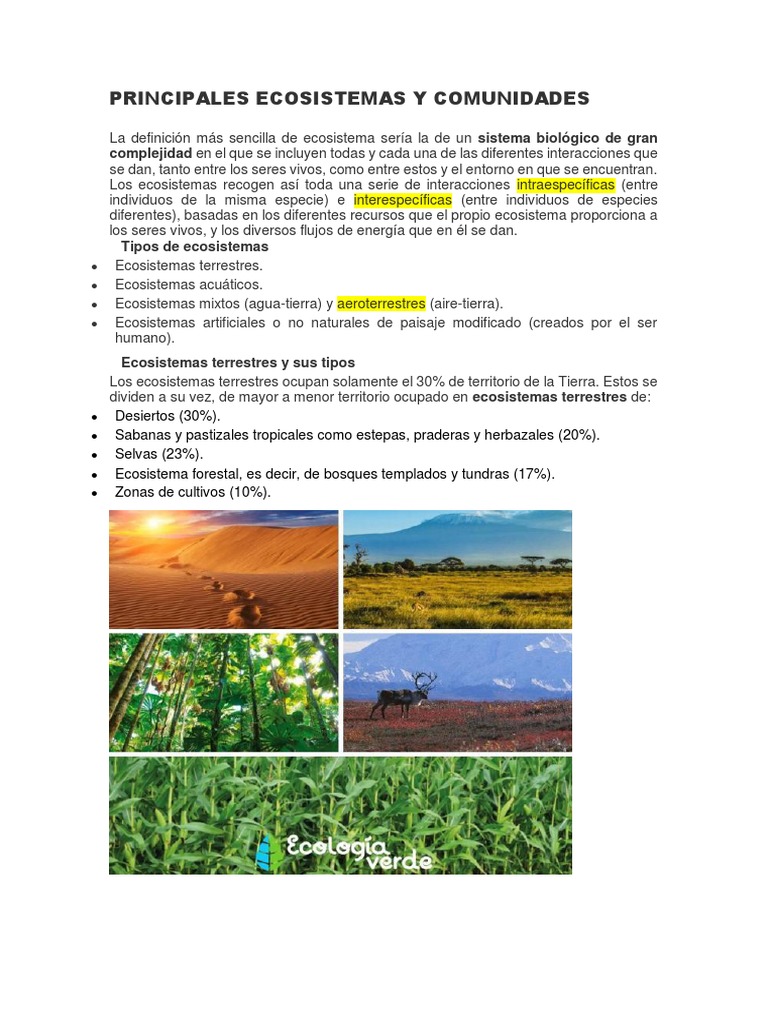 Principales Ecosistemas y Comunidades | PDF | Ecosistema | Habitat