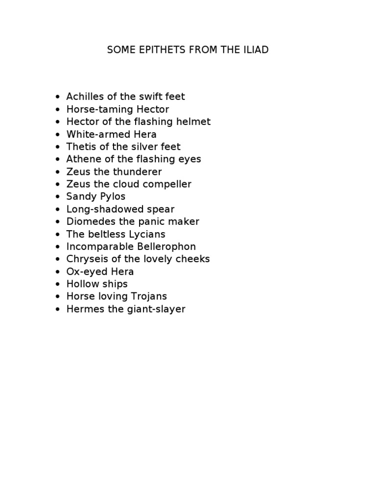 Iliad Epithets | PDF