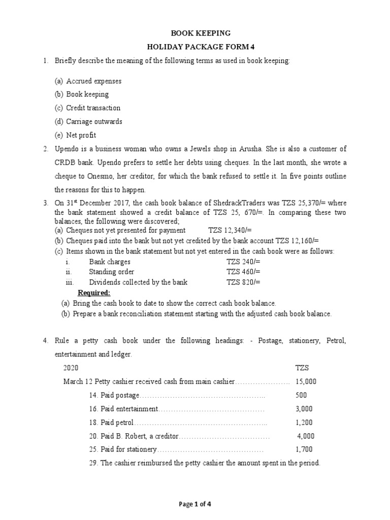 BK Holiday Package Form 4 | PDF | Bookkeeping | Debt