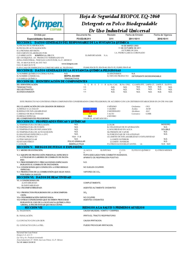 HDS Biopol Eq-2060 | PDF | Agua | Solubilidad