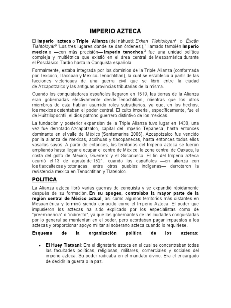 Imperio Azteca | PDF | azteca | Mesoamérica