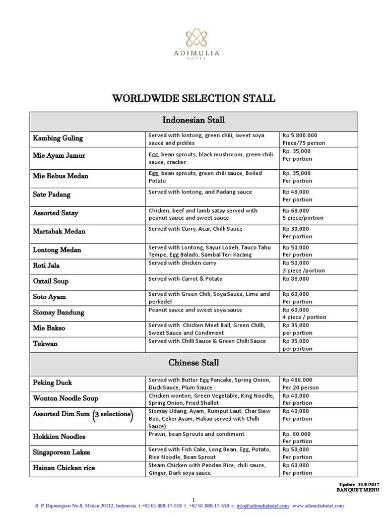 Stall Menu | PDF | Cooking | Food And Drink Preparation