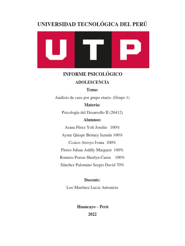 Trabajo Final-Psicologia Del Desarrollo 2 | PDF | Adolescencia | Adultos