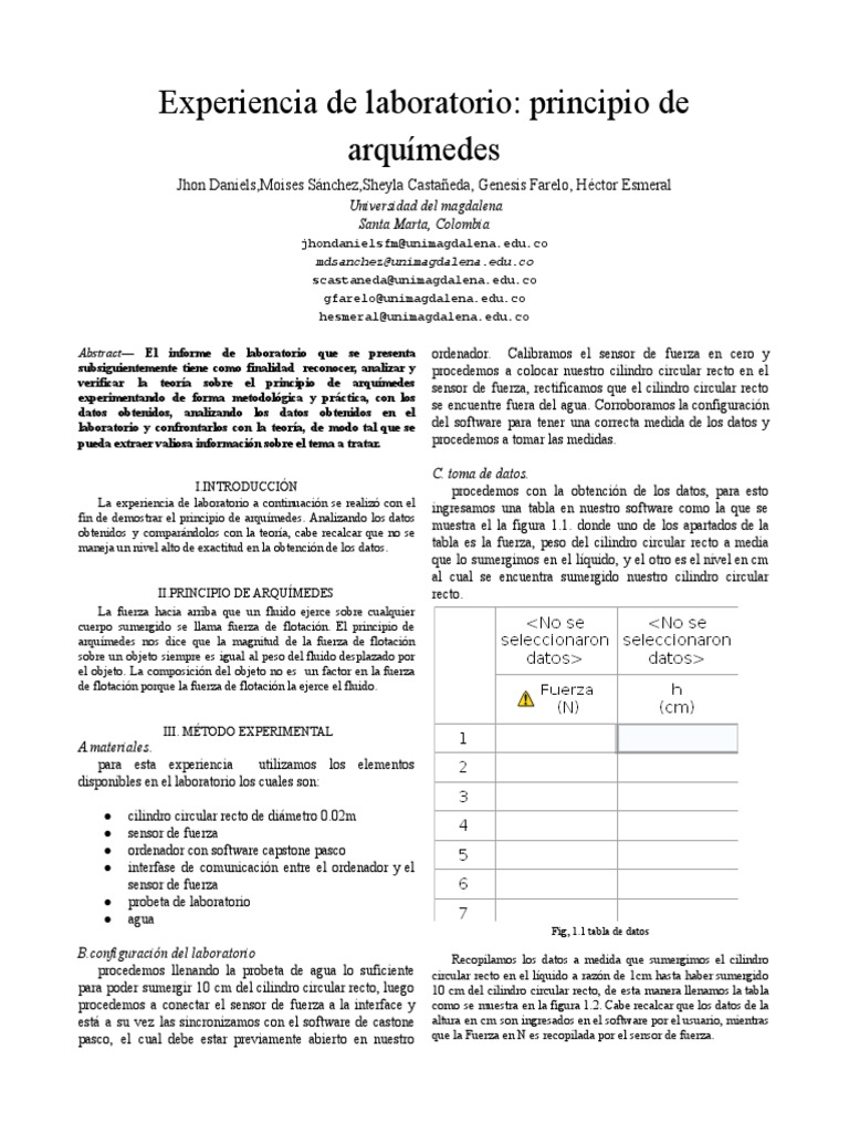 Principio De Arquimedes Pdf Flotabilidad Fuerza 7349